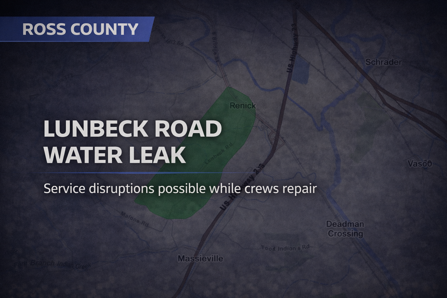 Water service disruptions possible in Ross County due to leak