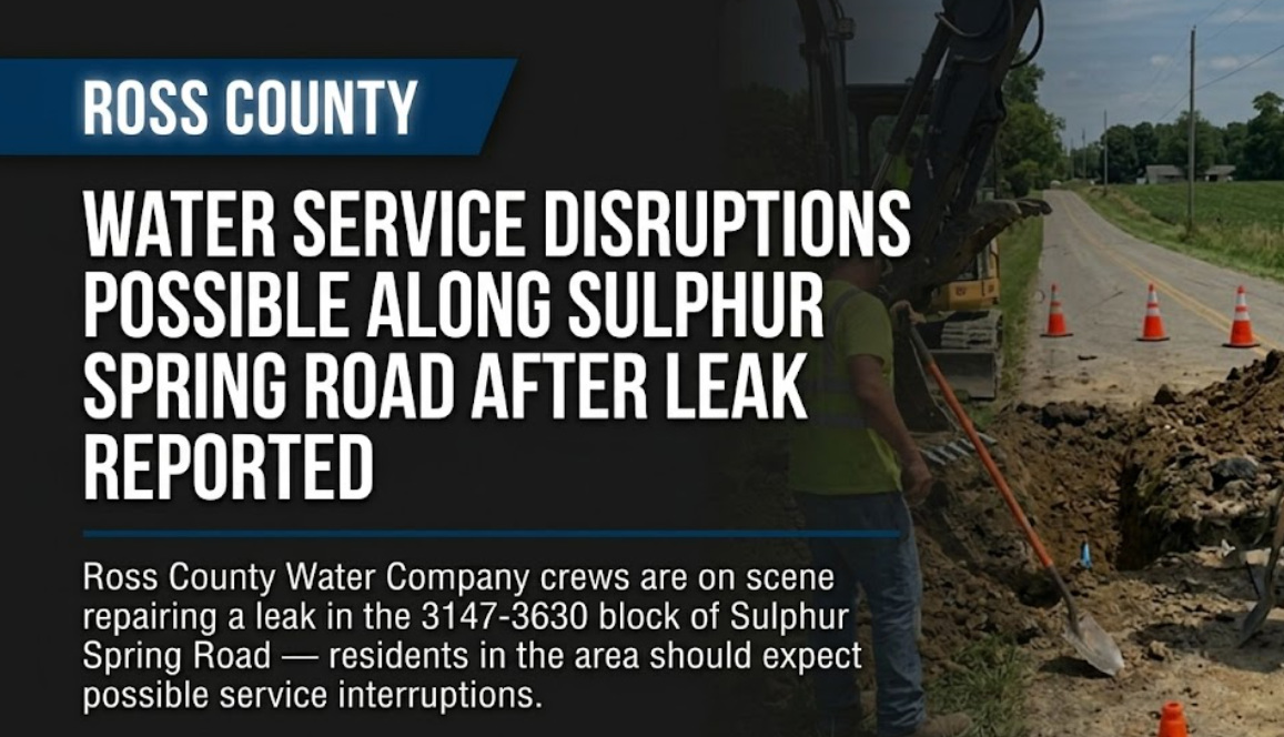 Water service disruptions possible after leak reported in Ross County